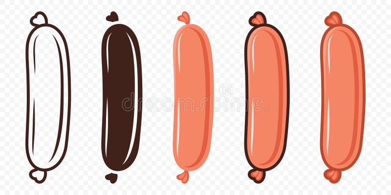 Flat Vector Sausage Icon Set. Cartoon Sausage Icon, Isolated Stock ...