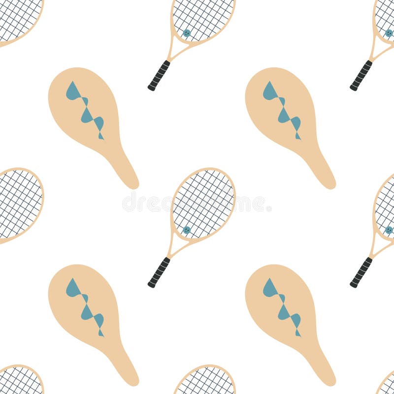 Hand Drawn Seamless Pattern. Tennis Racket with Dampener and Case Stock ...