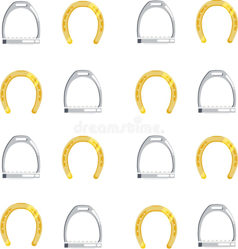 Flat Vector Seamless Pattern of Horseshoes and Stirrups Vector ...