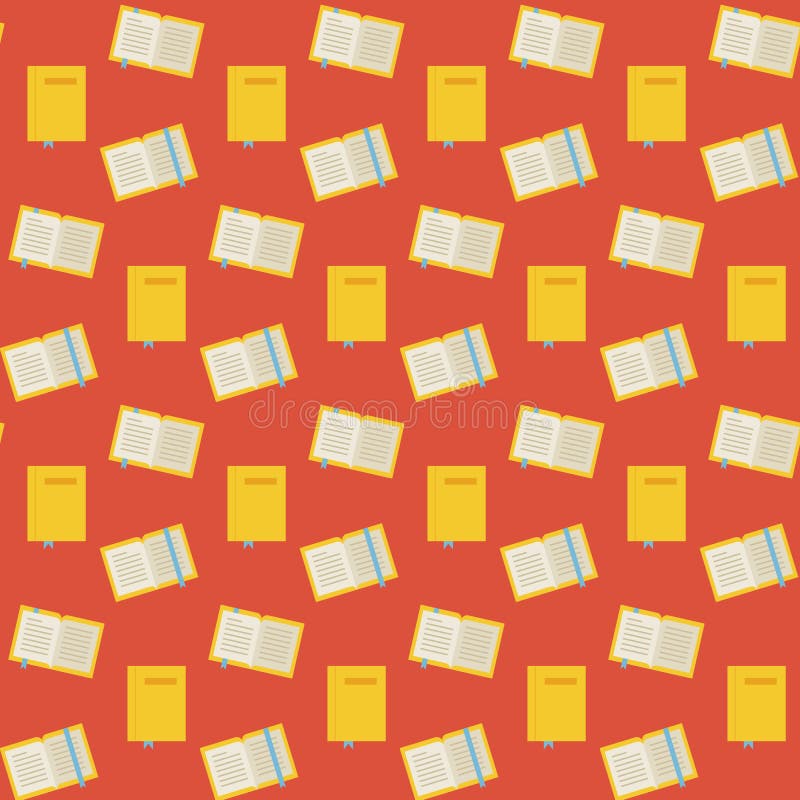 Flat Vector Seamless Pattern Many Books Stock Vector - Illustration of ...