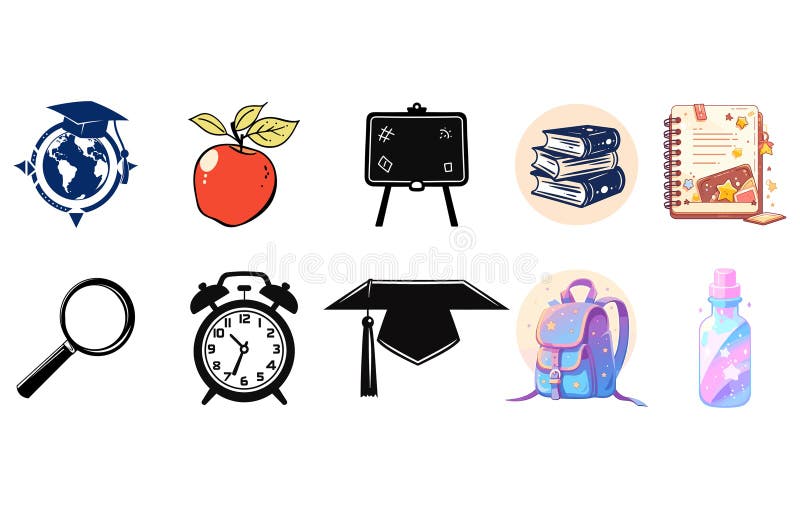 Flat Vector Set of Compositions with Objects Related To Education Theme ...