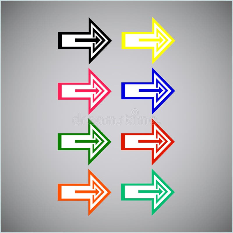 Flat Vector: Set of Eight Simple Multi-colored Arrows. Stock Vector ...