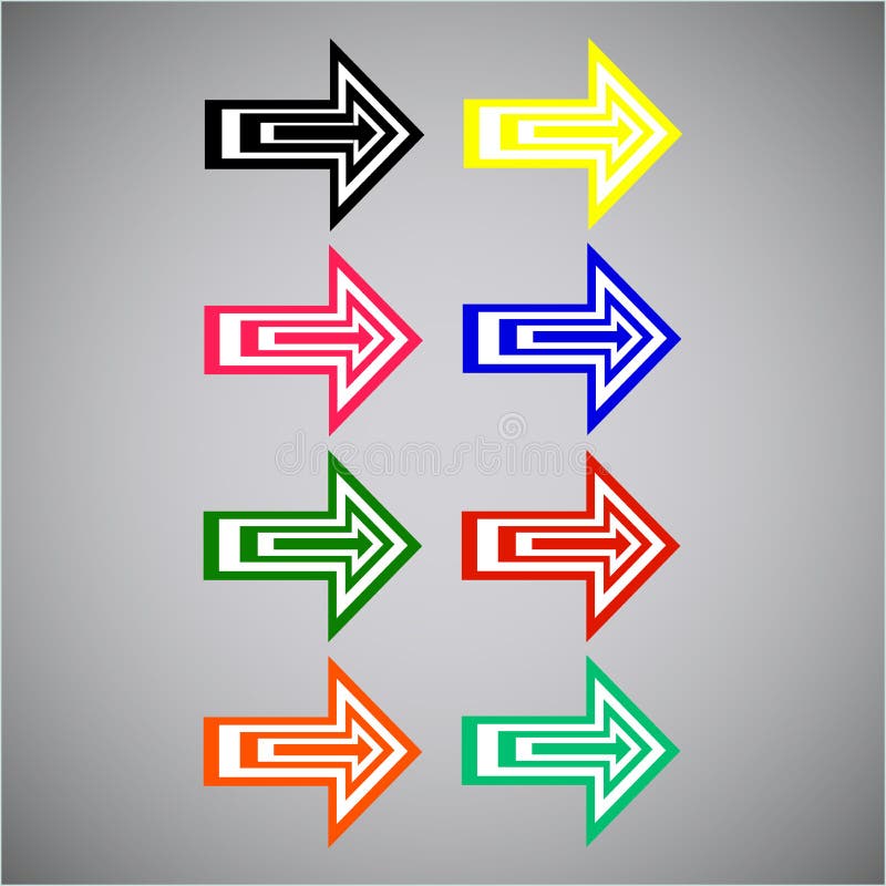 Flat Vector: Set of Eight Simple Multi-colored Arrows. Stock Vector ...