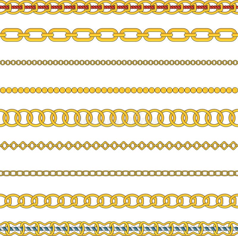 Flat Vector Set of Figured Gold Chain Isolated on White Background ...