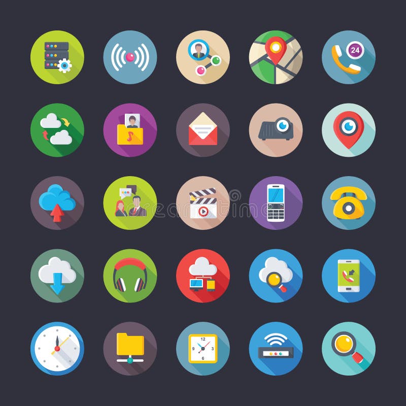 Flat Vector Set of Network and Communications Icons Stock Illustration ...