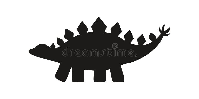 Flat Vector Silhouette Illustration of Stegosaurus Dinosaur Stock ...