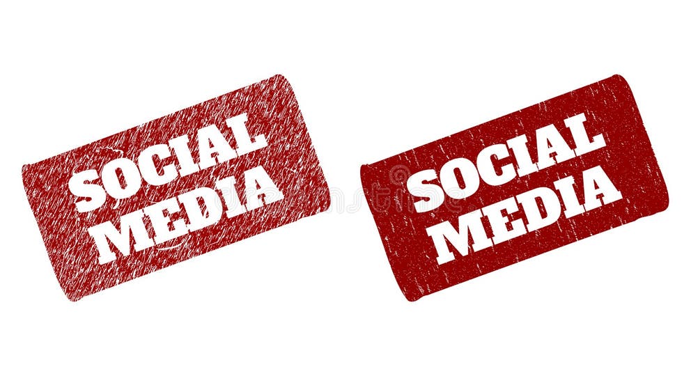 SOCIAL MEDIA Red Rounded Rough Rectangular Stamp Seal with Corroded Surfaces Stock Vector ...