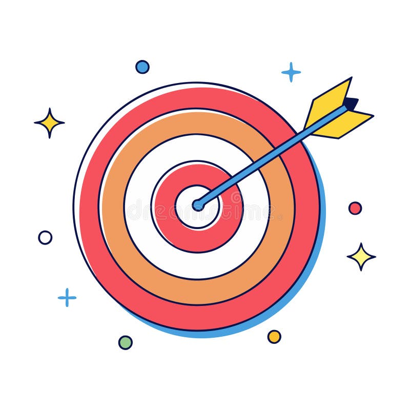 Flat Vector Target with Arrow and Colorful Decorative Elements Stock ...