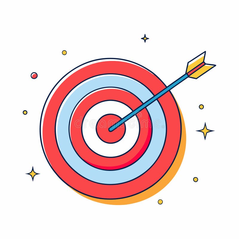 Flat Vector Target with Arrow and Colorful Decorative Elements Stock ...