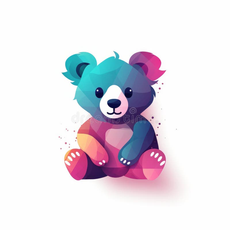 Flat Vector Teddy Bear Minimal Logo with Various Art Styles Stock ...