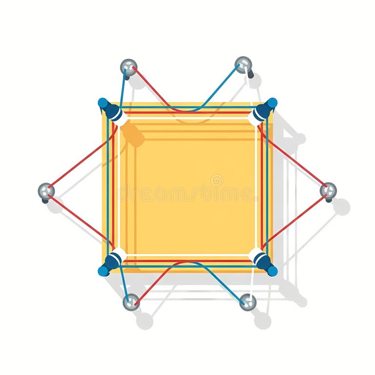 Flat Vector Top-Down View of Wrestling Ring with Ropes Stock Vector ...