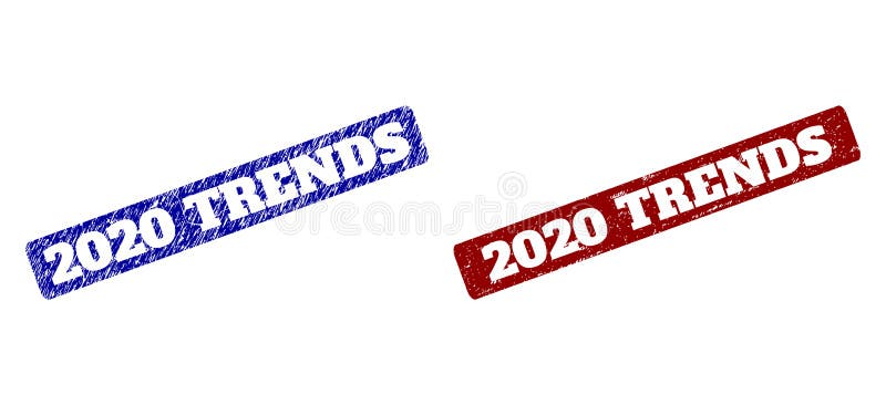 2020 TRENDS Red and Blue Rounded Rectangle Stamps with Unclean Textures ...