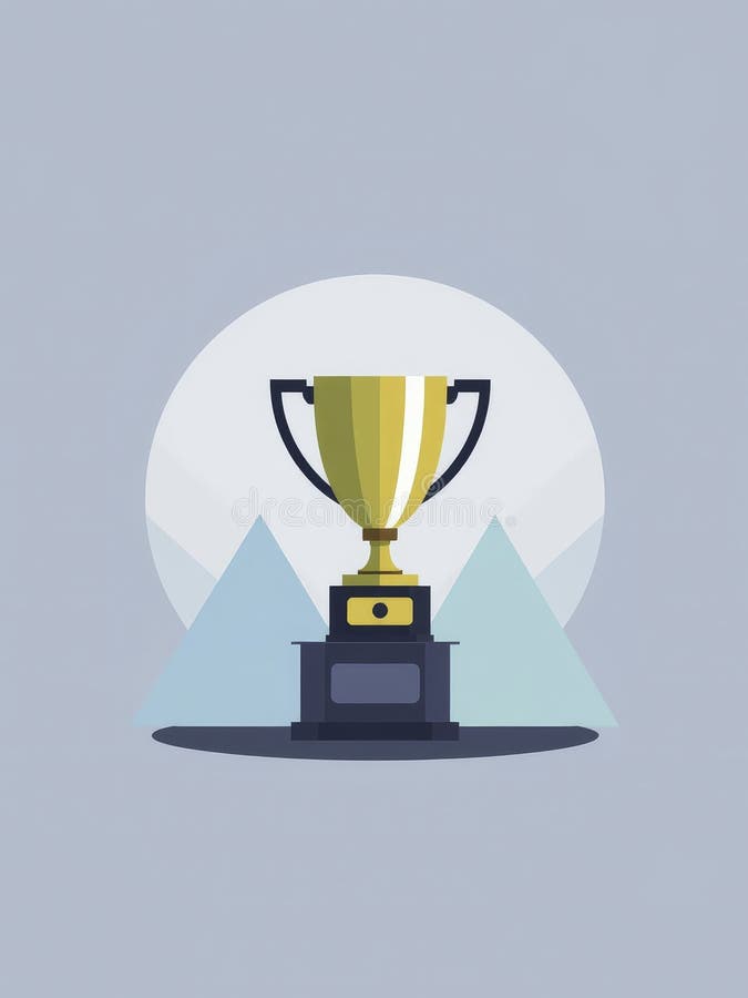 Flat Vector of a Trophy with a Circular Layout and Abstract Triangular ...