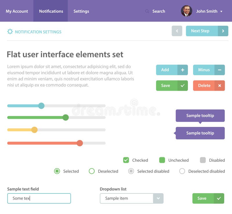 Vector UI Elements for Web and Mobile. Stock Vector - Illustration of ...