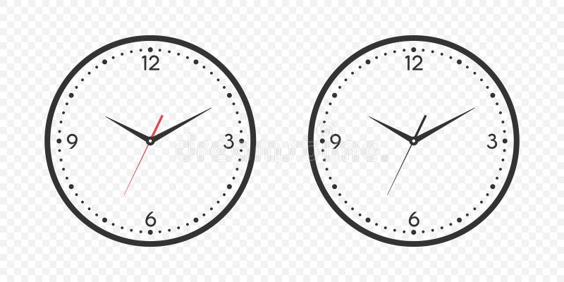 Flat Vector Wall Office Clock Face Set. Clock Dial and Clock Hands ...