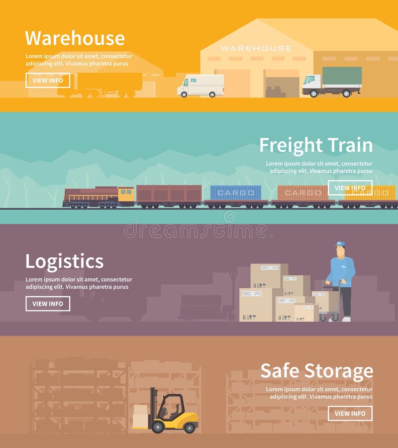 Flat Vector Web Banner. Logistics. Part 2 Stock Vector - Illustration ...