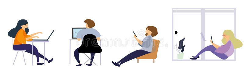 Flat Vector Work from Home Workplace Concept and Business Smart Working ...