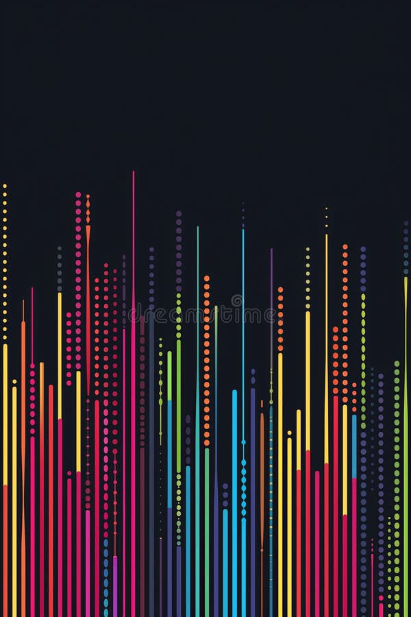 Flat Vertical Poster Design, Solid Black Background with Neon-colored ...
