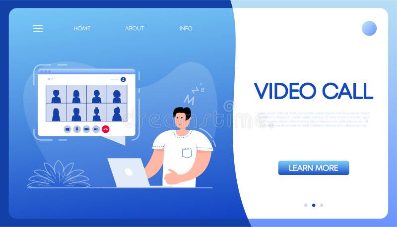 Flat Video Call People for Home Page Design.Flat Vector Illustration ...