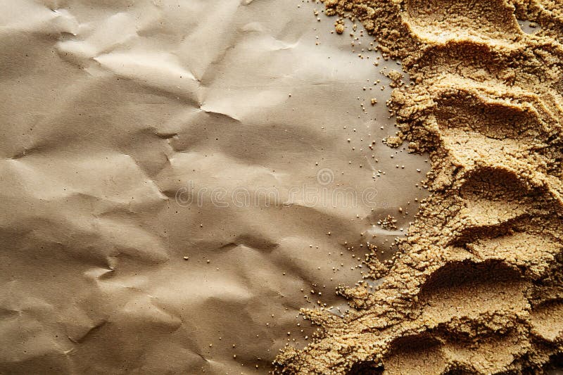 A Flat View of a Brown Cardboard Texture Background with Sand in the ...