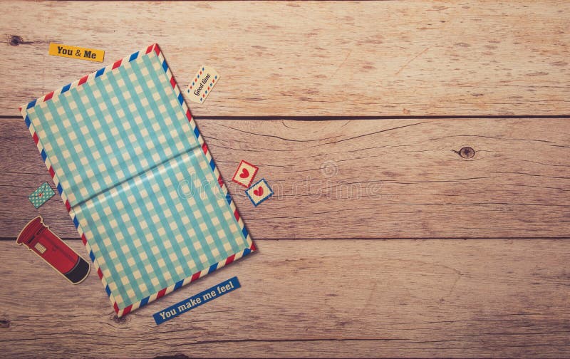 Flat View of Empty Postcard Mock Up Frame Decorate with Stickers on ...