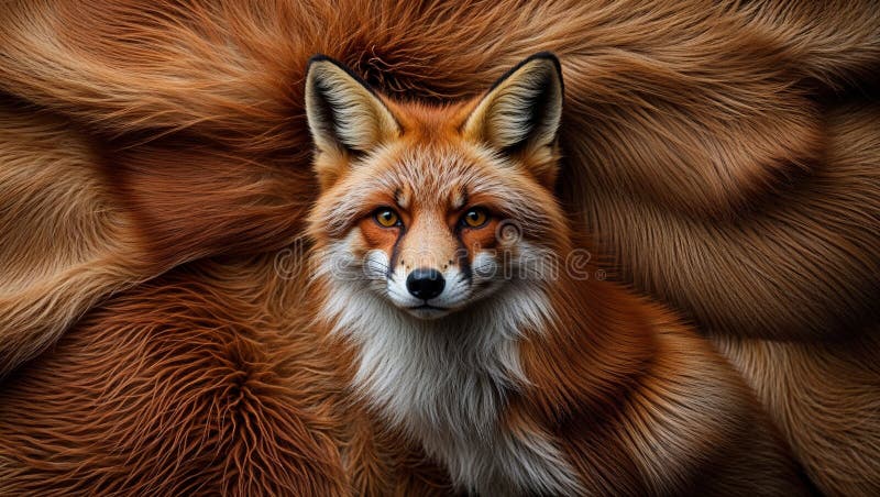 Flat View of Natural Fox Pelt Texture with Deep Copper Tones and ...