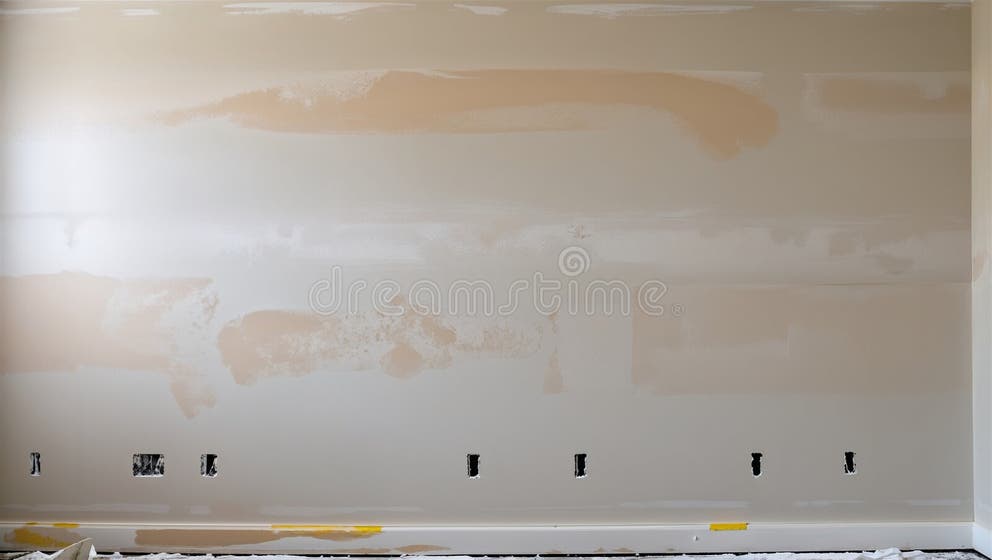 Flat View of Painted Drywall with Visible Roller Marks and Slight Color ...