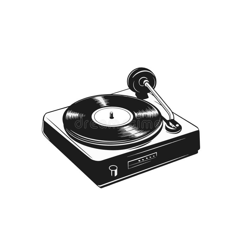 Flat Vintage Record Player Spinning a Vinyl Record Vector Stock Illustration - Illustration of ...
