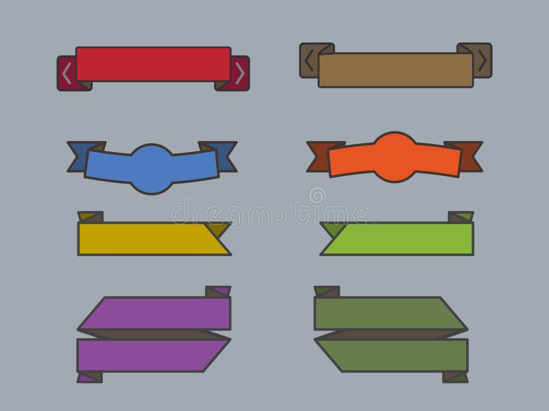 Flat Vintage Ribbons, Color Stickers without Label Stock Vector ...