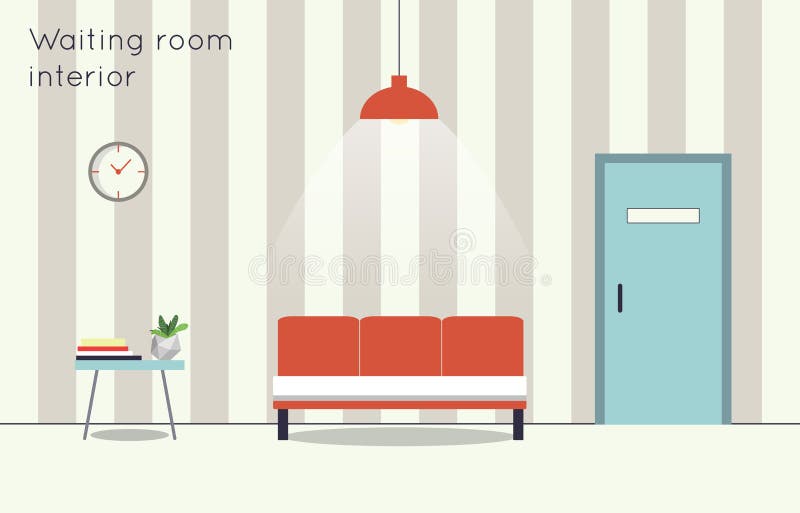 Flat waiting room stock vector. Illustration of lamp - 89810153