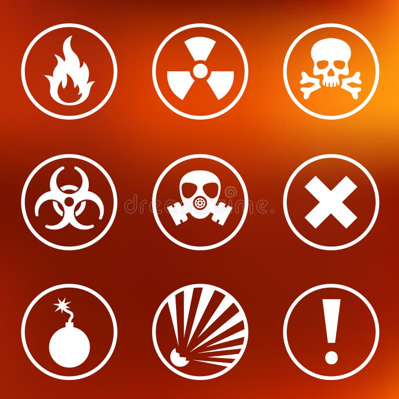 Flat warning signs labels stock vector. Illustration of symbol - 46440949