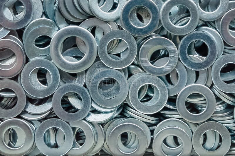 Flat Washers Under the Nut, Pattern. Background of Round Fasteners for ...
