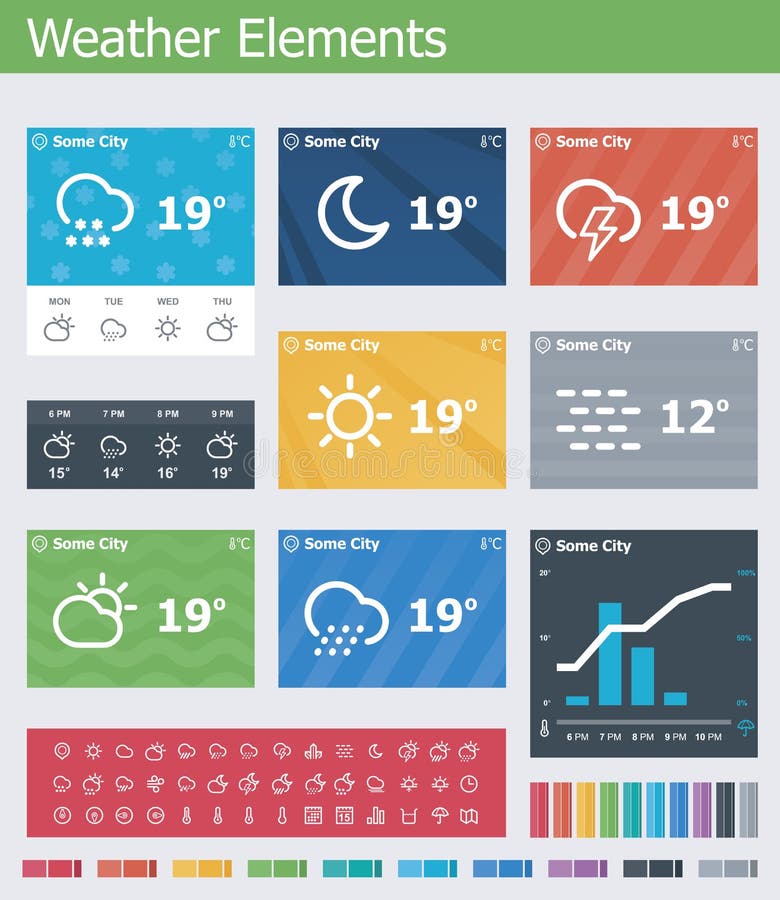 Flat UI Design Elements - Set of Basic Web Icons Stock Vector ...