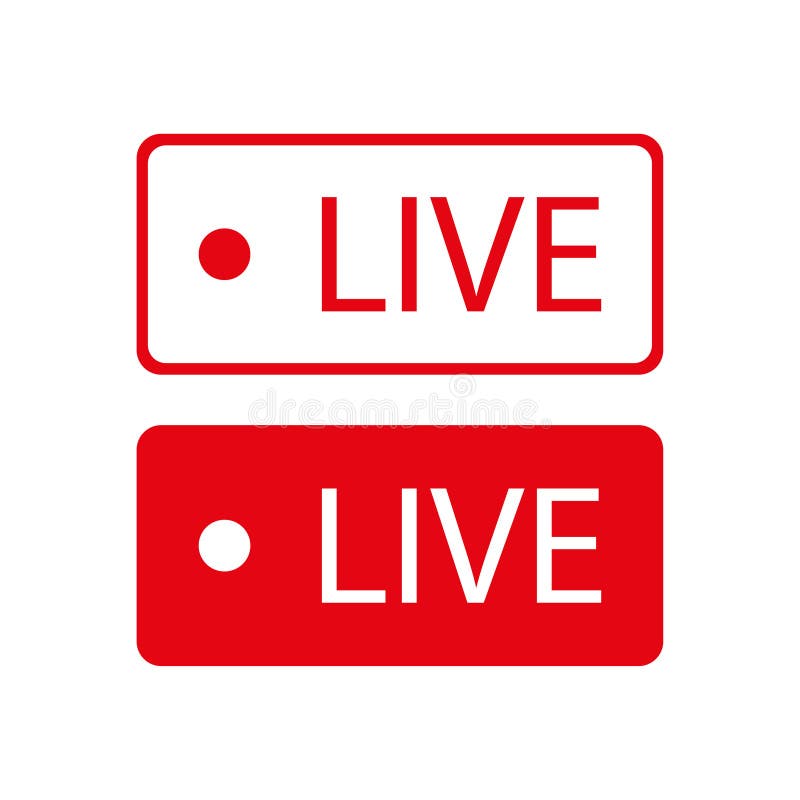 Flat Web Banner with Red Live Sign. Vector Illustration Stock Vector ...