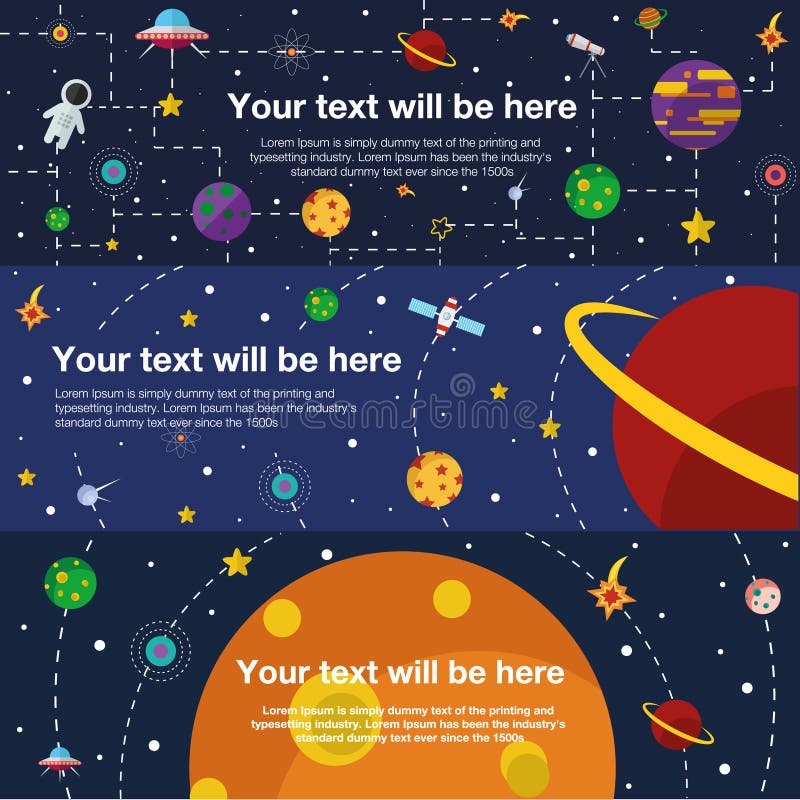 Flat Web Banner Space Universe Stock Vector - Illustration of science ...