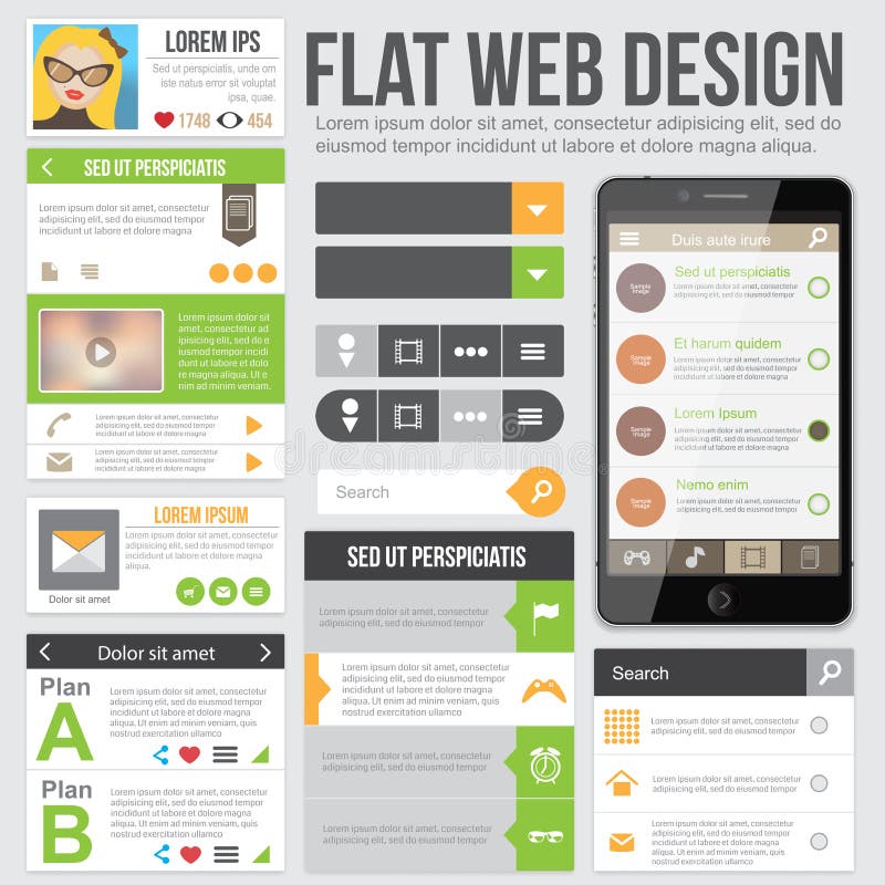 Flat Web Design elements. stock vector. Illustration of business - 32264035