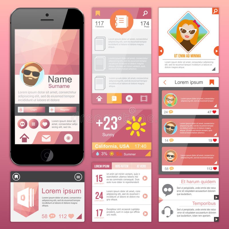 Flat Web Design elements stock vector. Illustration of idea - 32687888