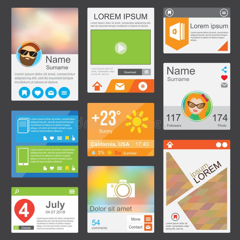 Flat Web Design elements. stock vector. Illustration of business - 32264035