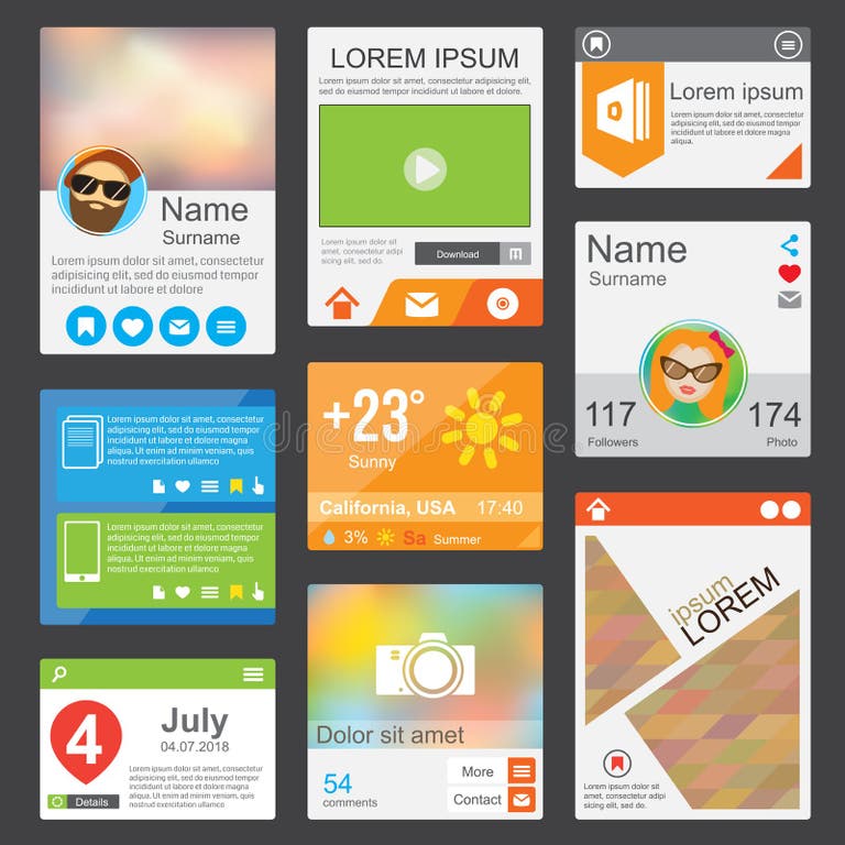 Flat Web Design elements stock vector. Illustration of flat - 32687817