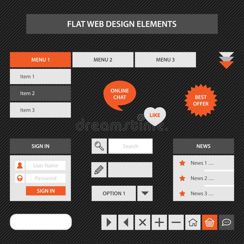 Flat Web and Mobile Design Elements Stock Vector - Illustration of ...