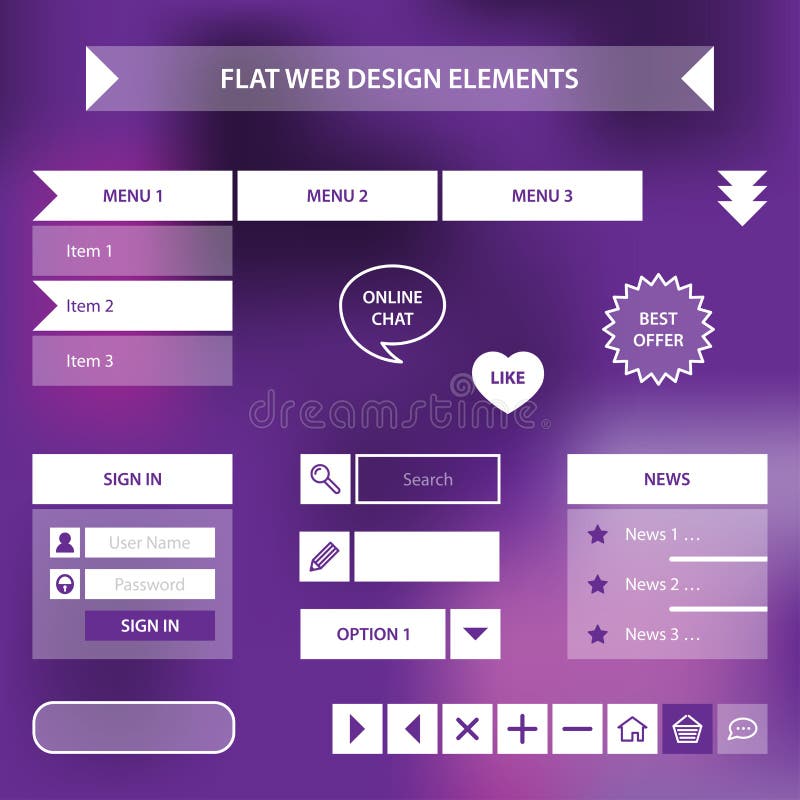 Web Ui Elements Suitable for Flat Design Stock Vector - Illustration of flat, lock: 40647383