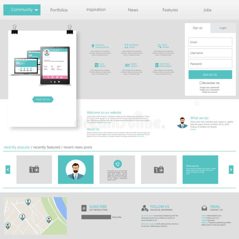 Flat Web Design Elements, Website Template.Vector Eps 10 Stock Vector ...