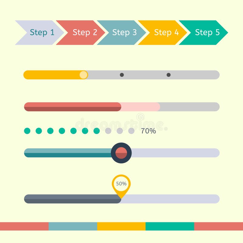 Flat Web Design Progress Bars Set. Vector Illustration Stock Vector ...