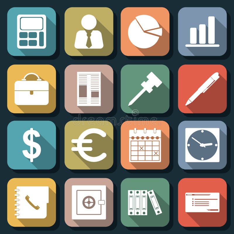 Business Flat Icons Set for Web and Mobile Stock Vector - Illustration ...