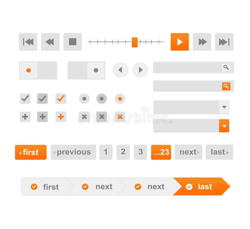 Flat Web and Mobile Design Elements, Buttons, Icons Stock Vector ...