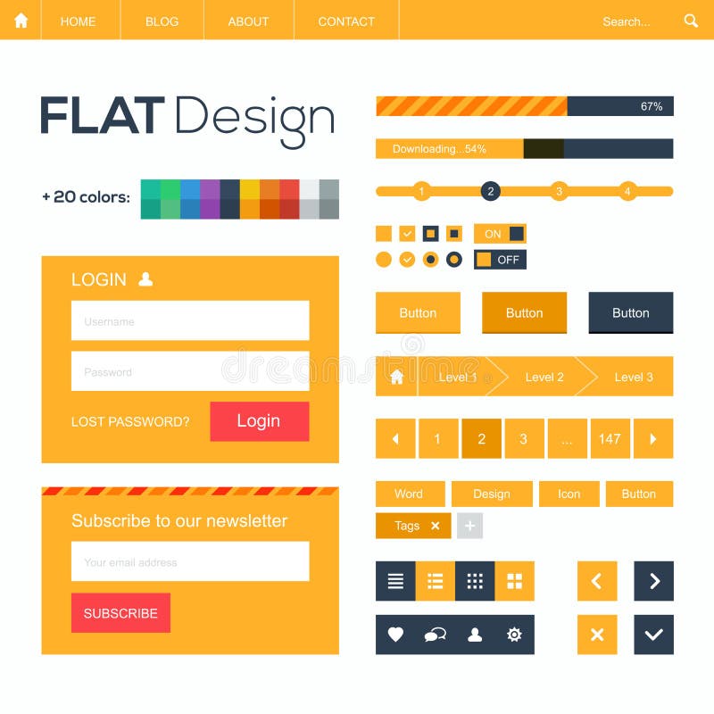 Flat Ui Kit Design Elements Set for Webdesign Stock Vector ...