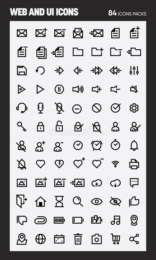 84 Flat Web and Ui Icon Pack Stock Vector - Illustration of refresh ...