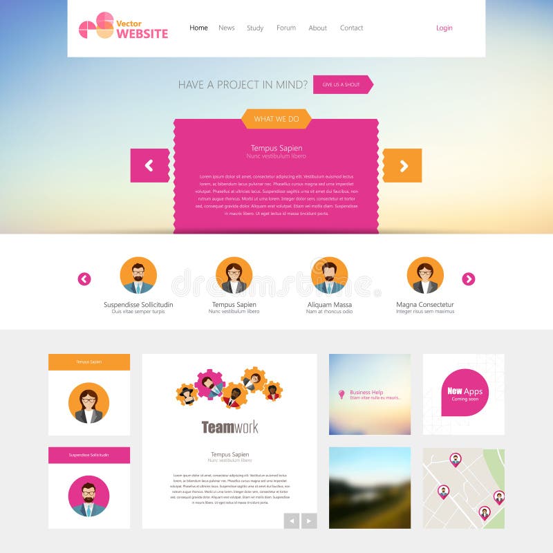 Flat Website Template (Homepage, Portfolio, about, Contact) Stock ...