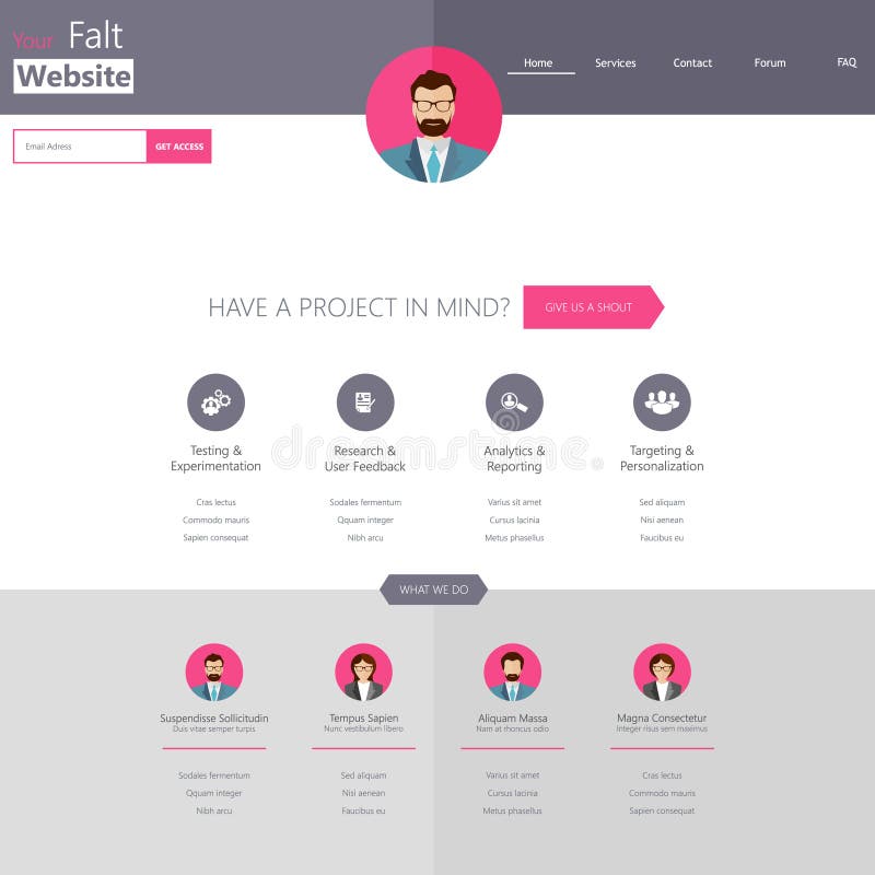 Flat Website Template Vector Design Stock Vector - Illustration of ...
