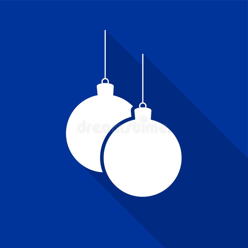 Flat White Christmas Balls on a String Icon with a Long Shadow on a ...